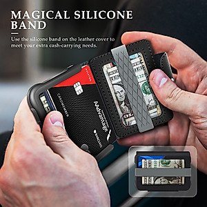 MURADIN Black Front Pocket Wallet for Men Travel Tactical bifold RFID Blocking Aluminum Metal Leather Money Cards Holder Ideal Men's Gift