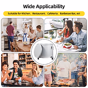 PioneerWorks Fryer Grease Bucket 10 Gal, Coated Carbon Steel Oil Filter Pot with Caster Base, Oil Disposal Caddy, Transport Container with Lid Lock Clip Nylon Filter Bag, Silver