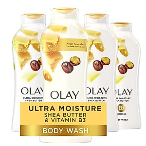 Olay Ultra Moisture Shea Butter Body Wash with B3 Complex - 22 Fl Oz (Pack of 4)