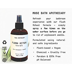 Muse Bath Apothecary Flush Ritual - Aromatic & Refreshing Toilet Spray, Use Before You Go, 8 oz, Infused with Natural Essential Oils - Aloe + Eucalyptus + Lavender, 2 Pack
