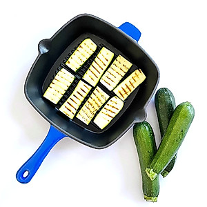 Jean-Patrique Professional Square Cast Iron Skillet Griddle Pan - 25cm | Non-stick, non-toxic surface for healthier cooking. Pre-seasoned and ready to use | From