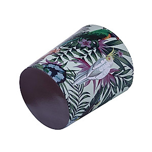 Lingxuinfo Scakbyer Retro Style Small Trash Can Wastebasket, Decorative Trash Can Waste Paper Basket Waste Container Bin for Bathroom, Bedroom, Office and More, 10L Capacity (Parrot Green Leaf)