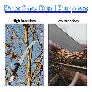 Karveden Pole Saw - 20 FT Telescoping Extension Pole Saws for Tree Trimming with 5FT-20FT Telescoping Pole, Anti-slip Handle, 19" 3X Detachable Saw for Tree Trimming, Camping, Manual Pruning Pole Saw
