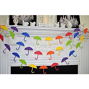 Umbrella Garland, shower decorations, baby shower bridal shower, pink grey white umbrellas, Rain Showers Umbrella, baby sprinkle