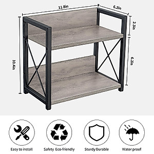 Giikin Countertop Shelf Organizer, 2 Tier Kitchen Spice Rack Organizer for Countertop, Wood Coffee Counter Shelf Organizer for Home (Smoky Grey)