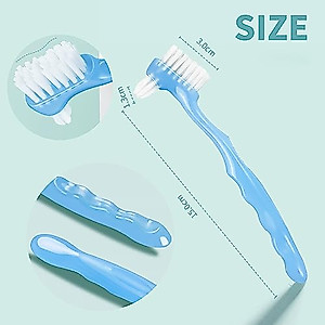 4 Pieces Denture Brush, Small Toothbrush for Dentures, Multi-Layered Bristles Ergonomic Rubber Handle for False Teeth Cleaning