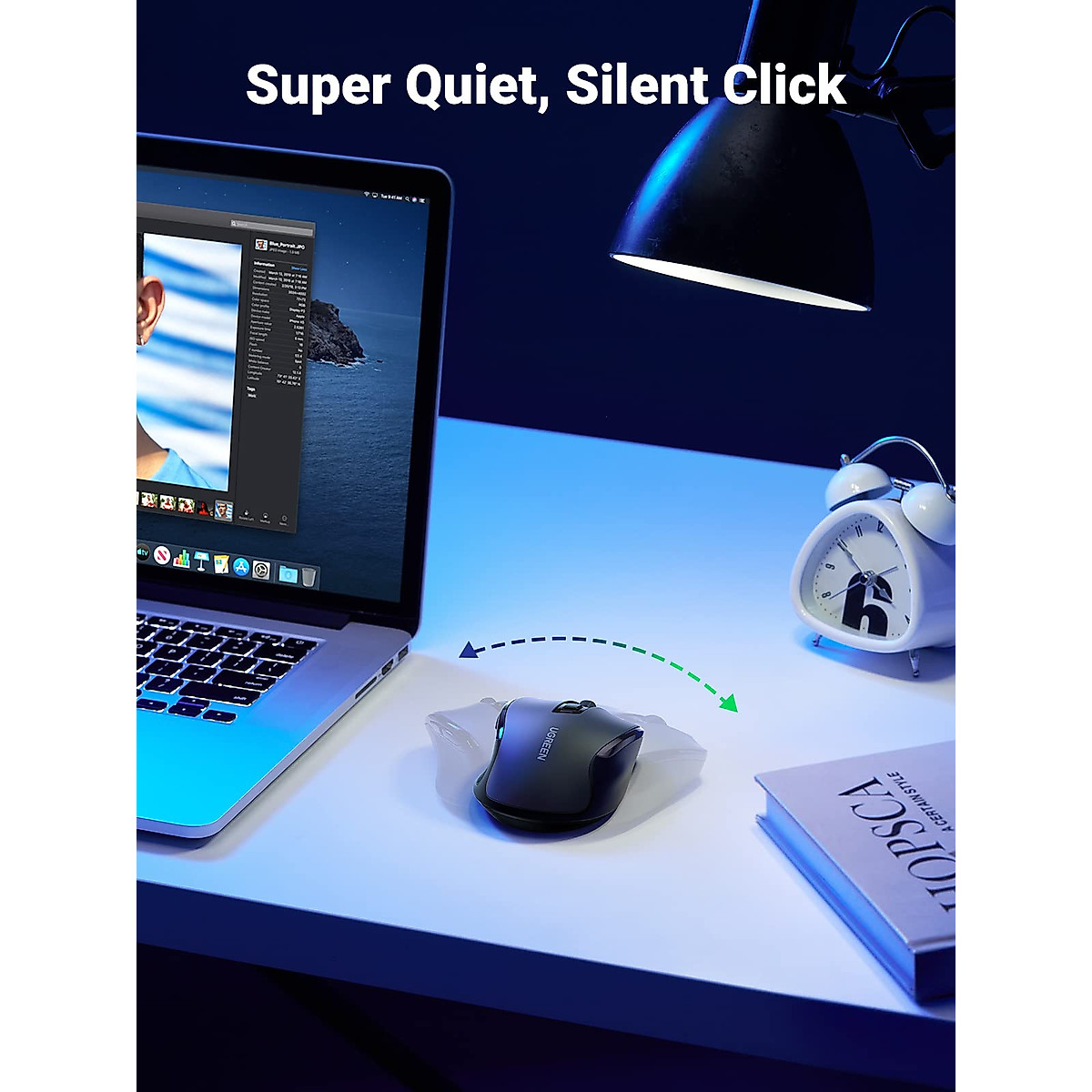 UGREEN Wireless Mouse 2.4G with USB Receiver, 5-Level 4000 DPI 6 Buttons,18 Months Battery Life Cordless Mouse, Ergonomic Computer Mice for Laptop, Computer, PC, MacBook, Chromebook Black
