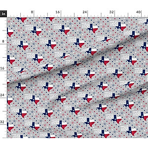 Spoonflower Fabric - Texas Strong White Blue Star Red Cowboy Patriotic Gray State Pride Printed on Petal Signature Cotton Fabric Fat Quarter - Sewing Quilting Apparel Crafts Decor