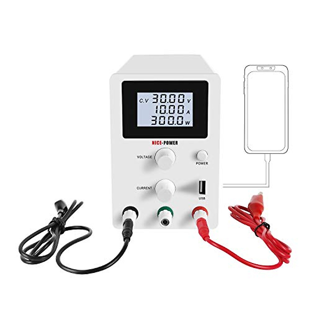 NICE-POWER DC Power Supply Adjustable Variable 4 Digital LED Display Adjustable Regulated Switching Power Supply Digital (30V 10A)