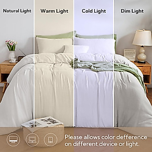 MILDLY Muslin Duvet Cover Set 100% Cotton Double-Layer Linen Like Gauze Comforter Cover 3 Pieces Breathable & Lightweight for All Season