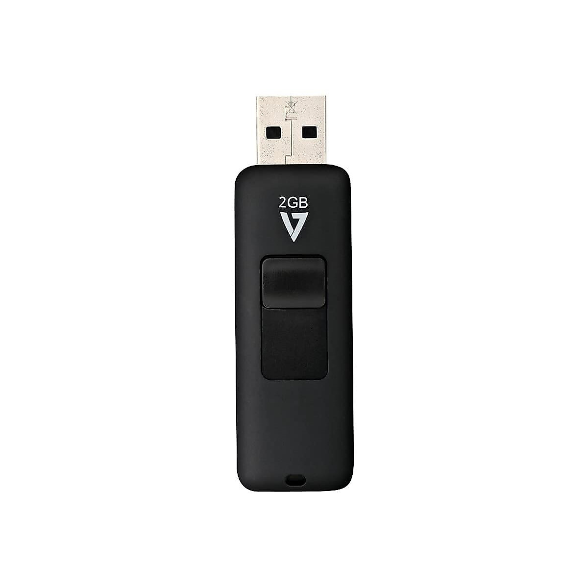 V7 2GB USB 2.0 Flash Drive with Retractable USB Connector - VF22GAR-3N, Black