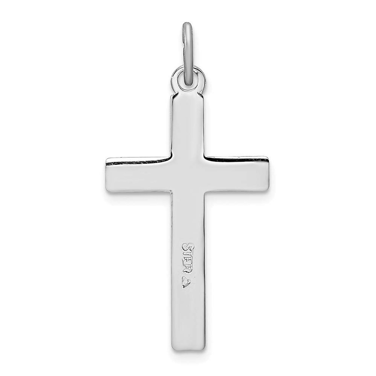 Solid 925 Sterling Silver Diamond-Cut Cross Pendant Charm