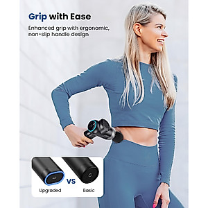 BOB AND BRAD C2 Massage Gun, Mini Massager Gun Deep Tissue, Professional Electric Back Massager for Athletes, Handheld Massager with LED Stall Force Display, FSA and HSA Eligible - Silver Grey