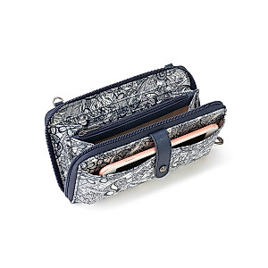 Sakroots Artist Circle Smartphone Crossbody in Coated Canvas, Detachable Wristlet Strap, Navy Spirit Desert