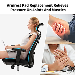 MYFUNSHOP Office Chair Arm Replacement,Gaming Chair Replacement Armrest Arm Pads Universal 4" Mounting Hole Office Chair Parts(1 Pair) Black