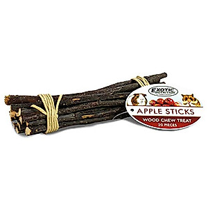 Apple Sticks (20 Pack) - Healthy Natural Apple Wood Branch Chew Treat - Guinea Pigs, Hamsters, Rabbits, Degus, Prairie Dogs, Chinchillas, Squirrels, Opossums, Rats, Hamsters, Gerbils & Small Pets