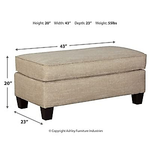Signature Design by Ashley Almanza Traditional Rectangular Oversized Accent Ottoman, Beige