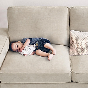 Harkawon 88.6" Sofa Couches for Small Spaces Modern Loveseat for Living Room with Solid Wood Frame, Chenille Lounge Removable Cover, Modern Couches for Apartment,Dorm, Office, Beige