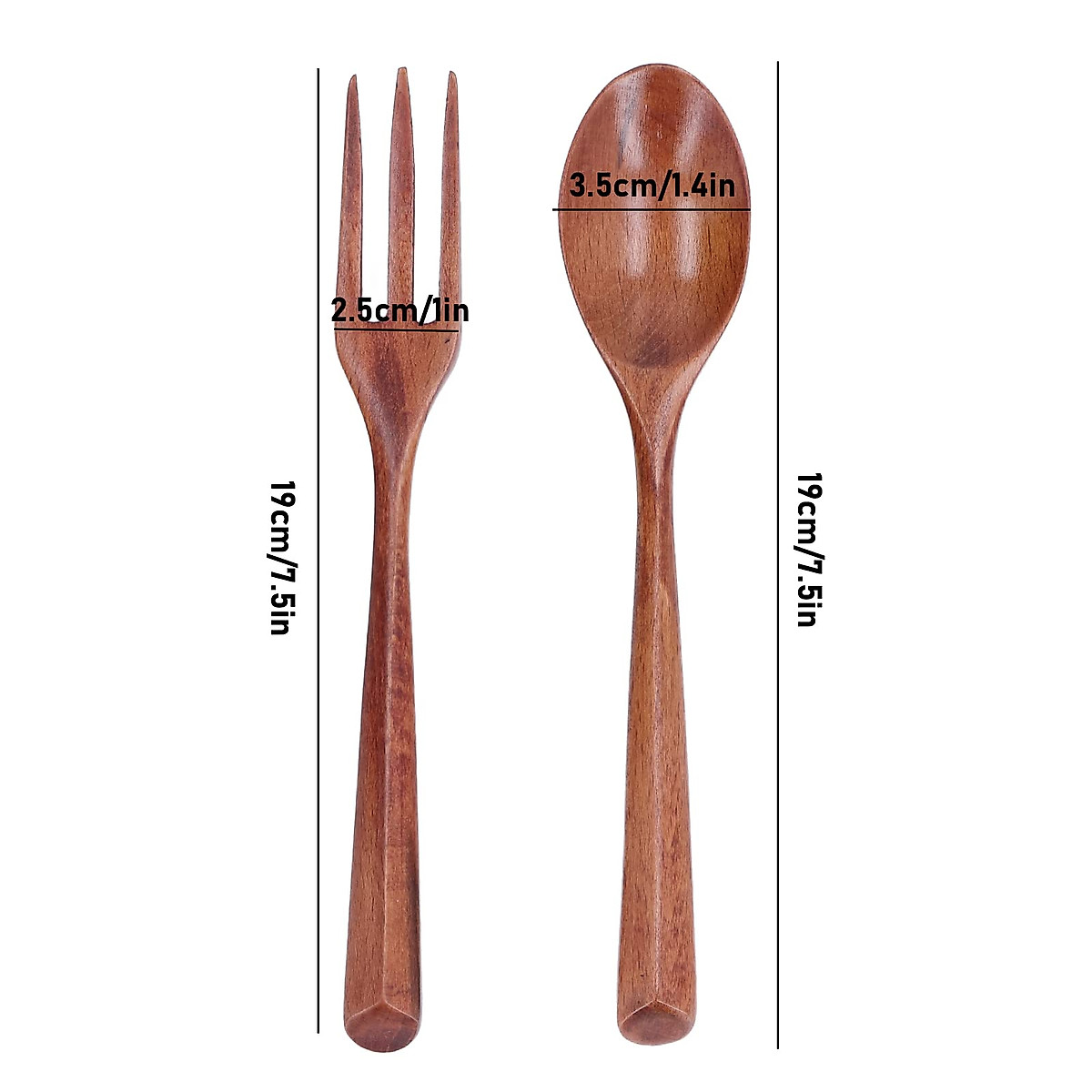 Wooden Fork Spoon Set Large Lacquered Wood Spoon Fork Tableware Dinnerware 2Pcs Triangular Handle Cooking Tableware