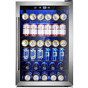 Antarctic Star Beverage Refrigerator Cooler - 145 Can Mini Fridge Glass Door for Soda Beer or Wine Small Drink Dispenser Clear Front for Home, Office or Bar, Silver,4.4cu.ft