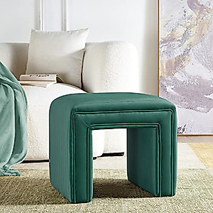 Get Set Style Velvet Ottoman, Vanity Stool Chair Modern Velvet Ottoman Footstool with Wood Legs Sofa Bench Extra Seating for Makeup Room,Living Room, Entryway(Fully Assembled)