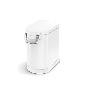 simplehuman 25 Liter, 27 lb / 12.2 kg Medium Pet Food Storage Container for Dog Food, Cat Food, and Bird Feed, White