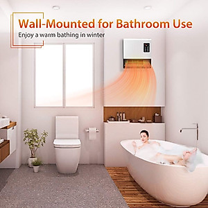 Air Choice Electric Wall Heater, 1500W Floor & Wall Mounted Heater with Remote, Adjustable Thermostat, 12H Timer, 3 Modes, Child Lock, Waterproof Plug, Quick Heat Infrared Space Heater for Indoor Use