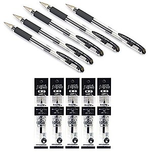Very smooth! Uni-ball Signo Dx UM-151 Gel Ink Pen - 0.38 mm x 5 Pcs – Black with 5 Reffils