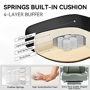 Efomao Big and Tall Office Chair 450lbs, Ergonomic Office Chair, Executive Office Chair for Heavy People, Computer Chair with Foot Rest, High Back Office Chair, PU Leather Green Office Chair