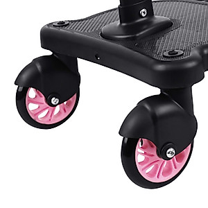 Honhill Mini Buggy Board, Stroller Glider Board with Velcro Adjustment Strap Seat Standing Board for Baby Jogger Travel Pram Pushchair Removable Connector Seat and Assembling (Pink)