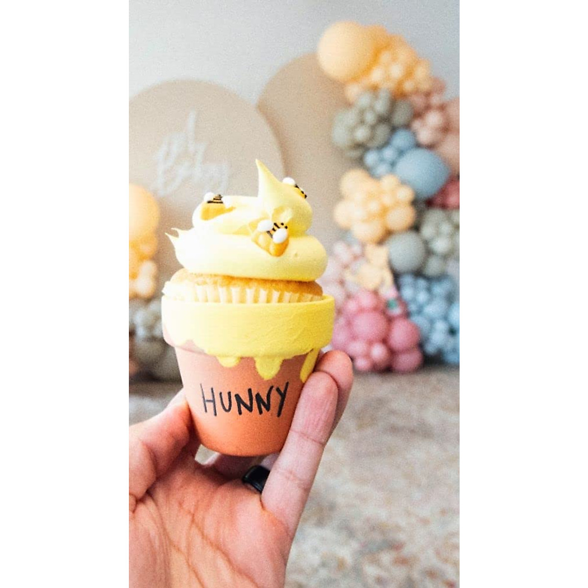 Spelable 6 Pack Honey Pot, for Cupcake, Party Favor, Planter, Party Favor for Baby Shower 1st Birthday Party Decoration Hunny Pot