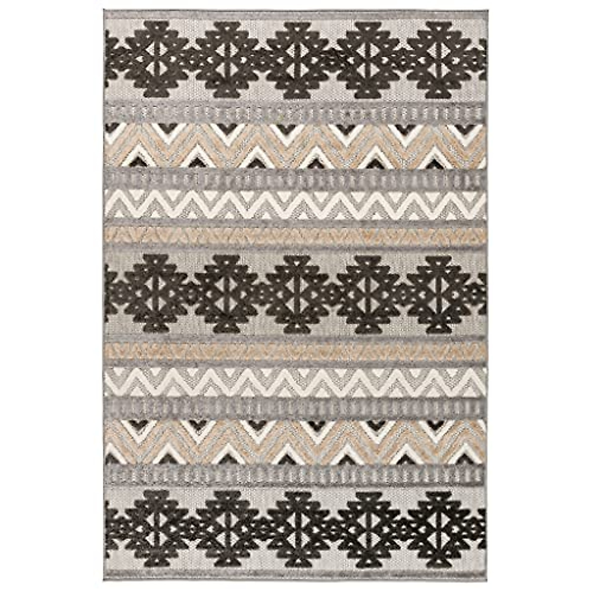 Rugshop Contemporary Geometric Bohemian Indoor/Outdoor Area Rug 5' x 7' Gray