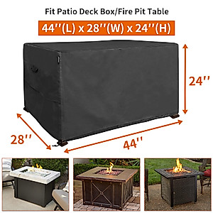 Fire Pit Cover Waterproof Deck Box Covers - Heavy Duty 600D Fire Table Cover Rectangle Patio Outdoor Furniture Cover 44×28 inch, Black