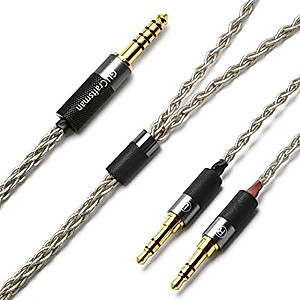 GUCraftsman 6N Single Crystal Silver Upgrade Cable 3.5mm/4.4mm/4Pin XLR Headphone Cable for HIFIMAN SUSVARA Ananda Arya SUNDARA Edition XS HE1000se HE5se HE6se (4.4mm Plug, Two 3.5mm)