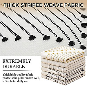 Mecatny Boho Throw Pillow Covers Black and Cream White Pillow Covers 18X18 Set of 2 Farmhouse Decorative Pillow Covers for Couch Sofa Living Room