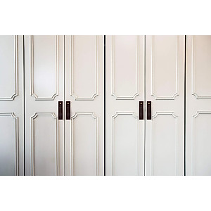 KEYAIIRA - Medium Leather and Brass Drawer Pull - Leather Closet Door Pulls for Kitchen cabinets knobs gold hardware furniture knobs and handles rustic home decor Minimal