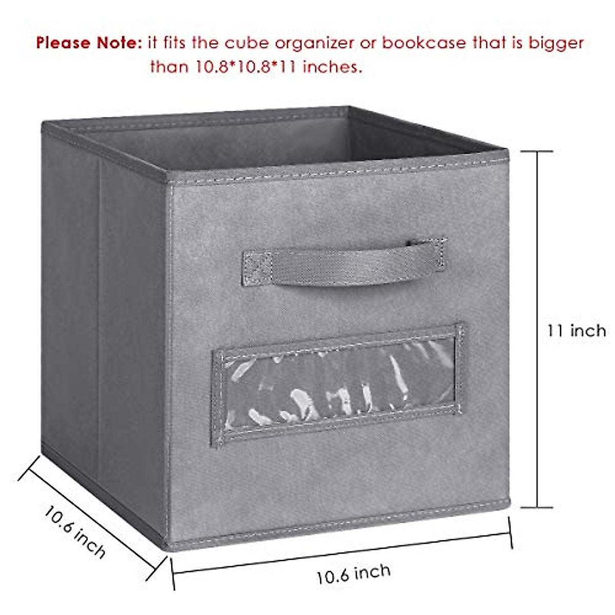 TomCare Storage Cubes Foldable Fabric Cube Storage Bins with Dual Metal Handles Cloth Storage Bins Cubes Baskets Containers for Home Shelves Closet Organizers Cubbies Cube Storage, 6 Pack, Grey