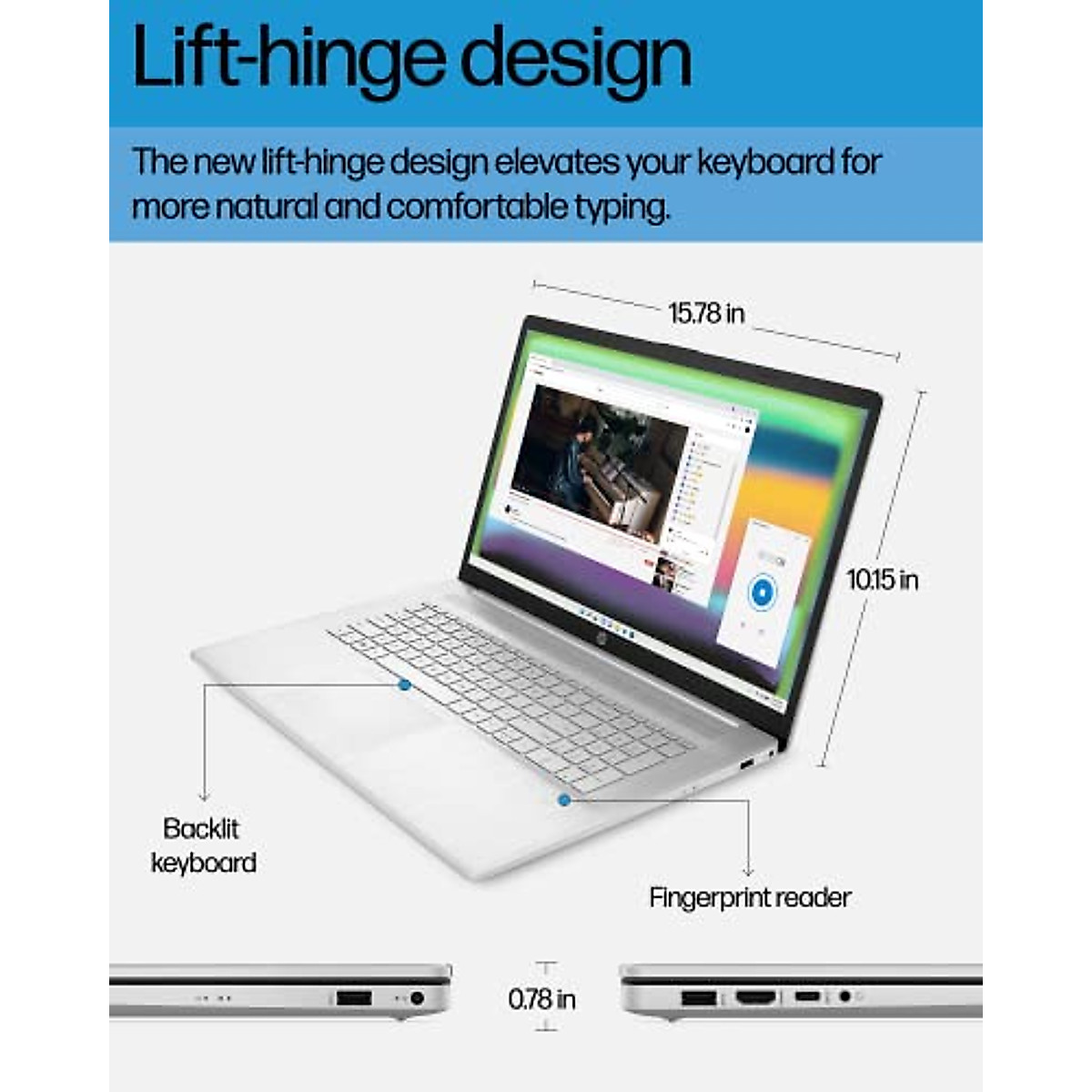 HP 17-inch Laptop, 11th Generation Intel Core i5-1135G7, Intel Iris Xe Graphics, 8 GB RAM, 512 GB SSD, Windows 11 Home (17-cn0026nr,Natural Silver) (Renewed)