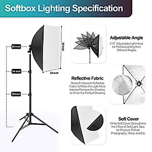 EMART 8.5 x 10 ft Backdrop Support System, Photography Video Studio Lighting Kit Umbrella Softbox Set Continuous Lighting for Photo Studio Product, Portrait and Video Shooting Photography