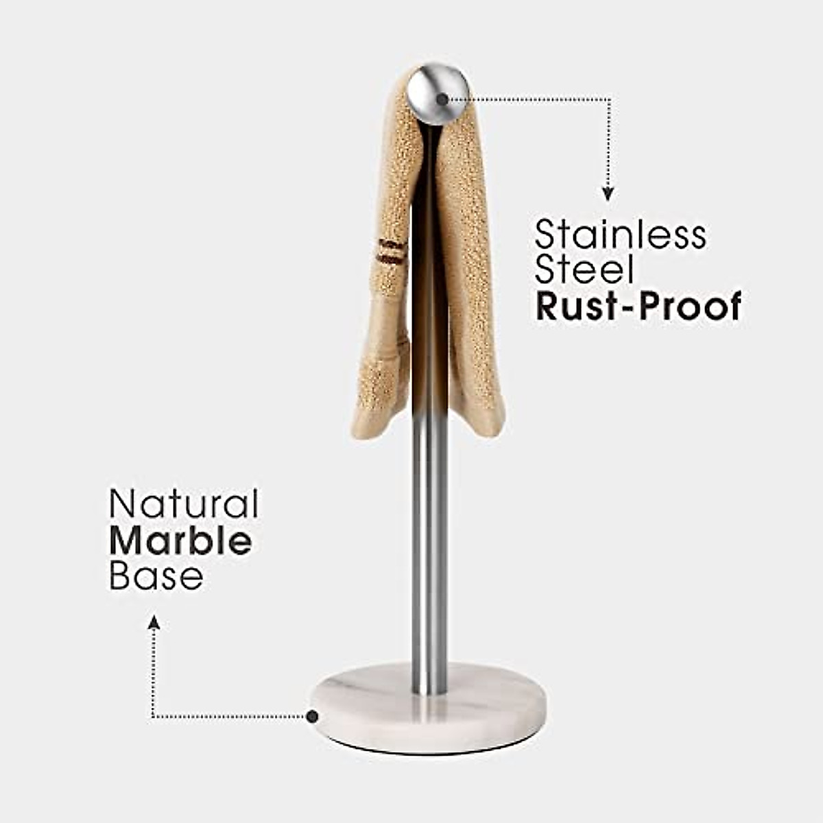 Songtec Hand Towel Holder Stand, Fingertip Towel Rack with Heavy Marble Base, Accessories Jewelry Stand (Marble Base, Brushed Nickel)