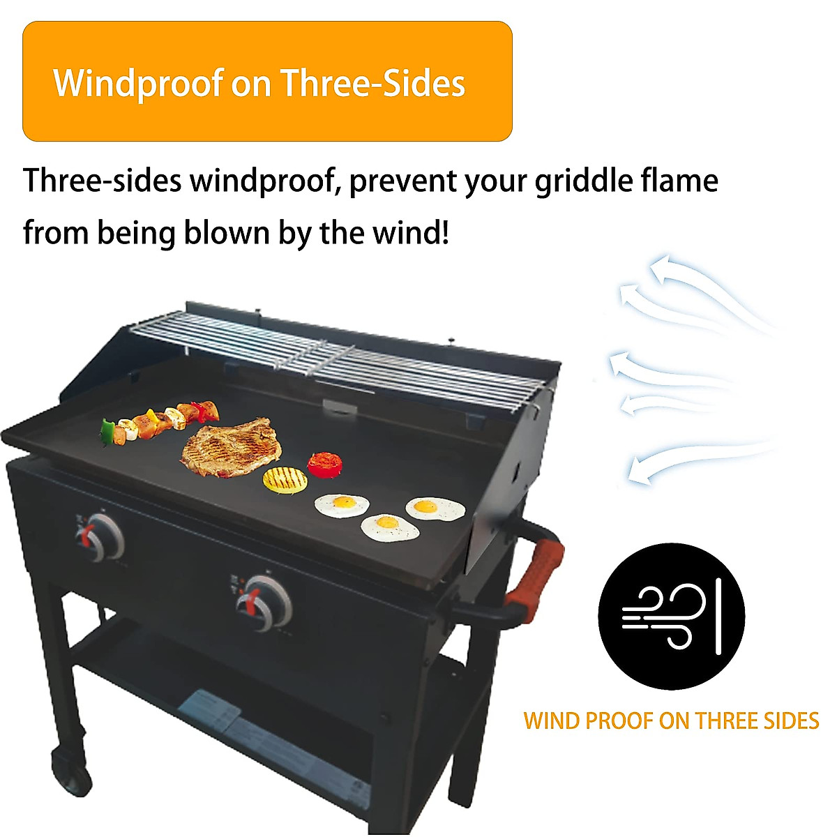 Petrirufun Adjustable Wind Screen and Griddle Warming Rack Set Fit for Griddle from 22" to 28" Without Hood, Wind Guard Griddle Accessories for Blackstone 22“, 28” and Other Griddle with Rear Grease