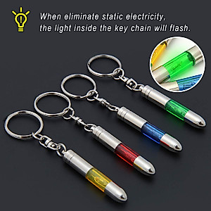 SWEETHOMEDECO 4 Packs Car Static Human Body Static Eliminator Discharger, Silver Tone High Voltage Anti-Static Keychain ESD Tool Sets, Charger 1811