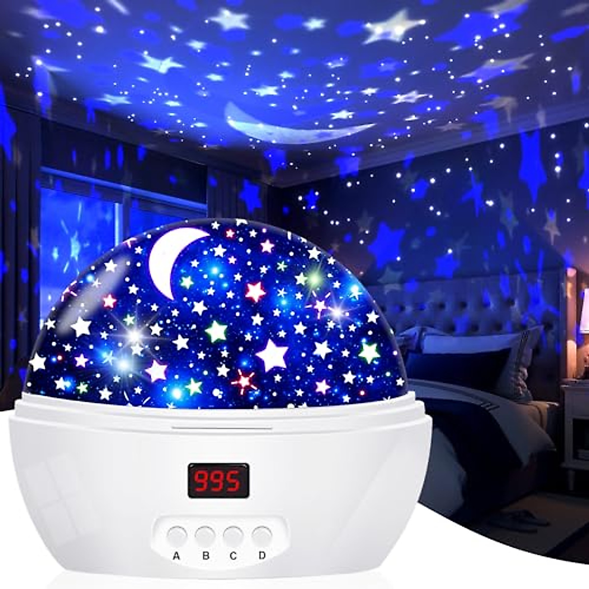 Star Projector Night Light for Kids, Baby Starry Night Lights with Timer, Halloween Devil Lamp for Festivel Holiday Birthday Gifts for 3 to 12 Year Old Toddle Boys Girls(White)