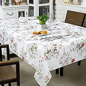 ASPMIZ Floral Tablecloth, Wild Flower Table Cloth, Spring Summer Waterproof Wrinkle Free Tablecloth for Outdoor, Picnic, Camping, Party, Kitchen, Dining Room, Rectangle 60 x 84 inch