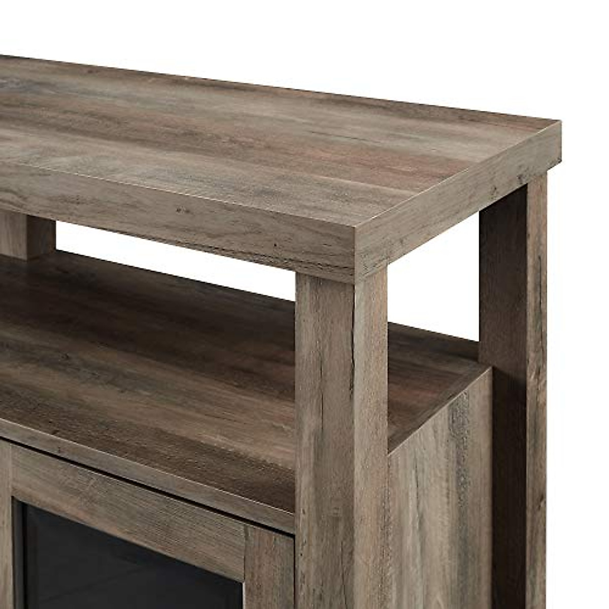 Walker Edison Tall Wood Universal TV Stand with Open Storage For TV's up to 58" Flat Screen Living Room Storage Entertainment Center, 52 Inch, Grey