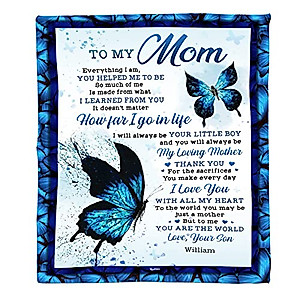 Toyshea to My Mom Blanket Everything I Am You Helped Me to Be Mom Gifts from Daughter Son Personalized Butterfly Throws Soft Sherpa Blanket Fleece Blanket for Mothers Day Christmas Birthday Presents