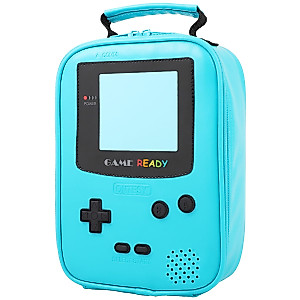 ONTESY Gameboy Leather Lunch Box Reusable Waterproof Thermal Insulated Cooler Bag Toy Bag for Boys Girls Kids Toddlers Teens Men Women (Teal)