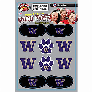 Fan-A-Peel Washington Waterless Temporary Tattoos - Hypoallergenic Peel and Stick Waterproof Temporary Tattoos - Officially Licensed