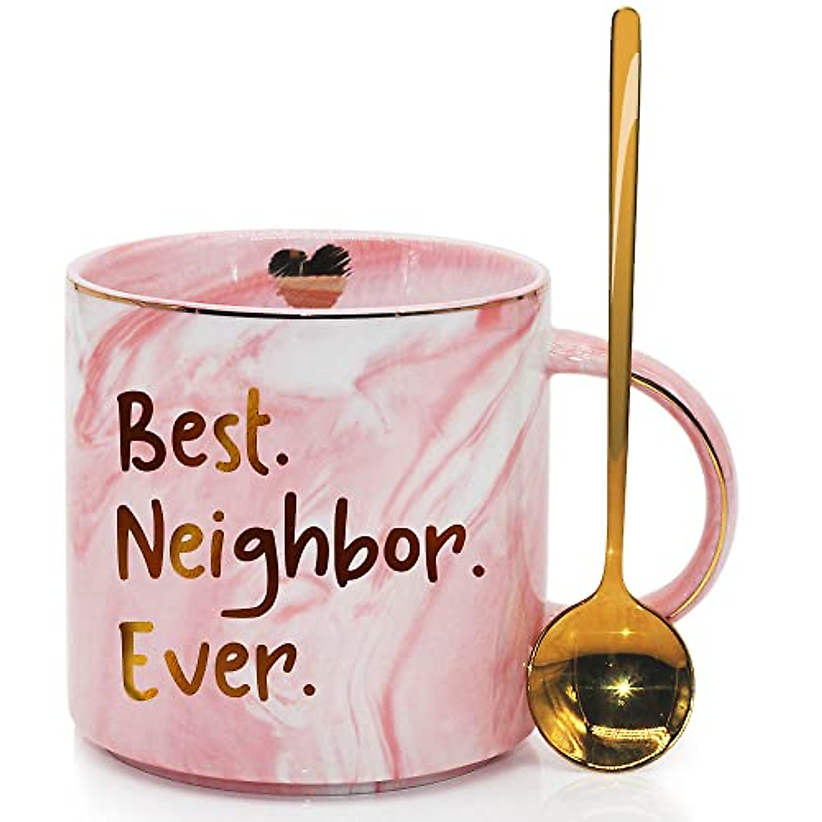 SUUURA-OO Funny Neighbors Mugs, Neighbors Farewell Gift for Moving Housewarming, Welcome Farewell Moving Present for Neighbors Co-Workers Friends Neighborhood, Pink Marble Ceramic Coffee Mug