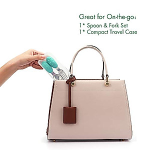 YIVEKO Baby Fork and Spoon Set with Carry Case Baby Training Utensils Self Feeding Toddler Silverware Silicone and Stainless Steel Kids and Toddler Utensil Set-Dinosaur